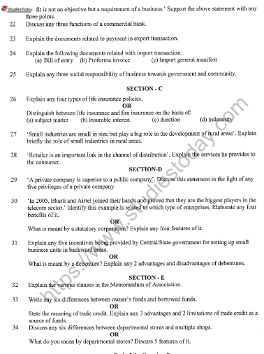 CBSE Class 11 Business Studies Sample Paper Set 8 Solved